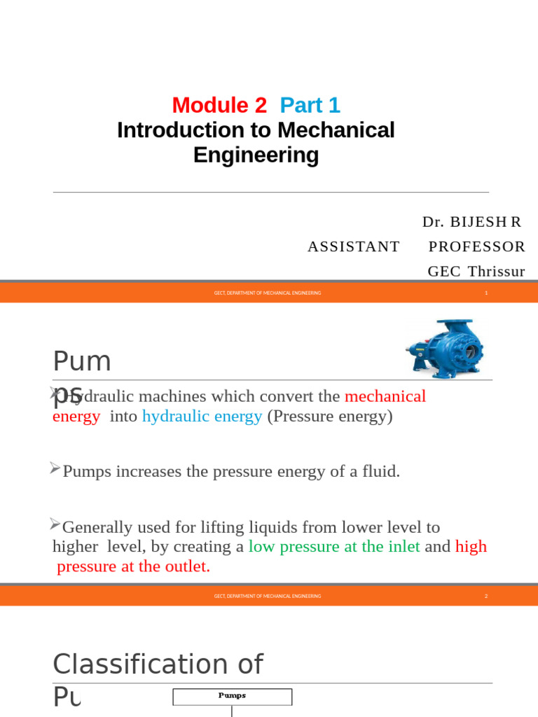 Module 2 - Part 1 - IME | PDF | Pump | Fluid Mechanics