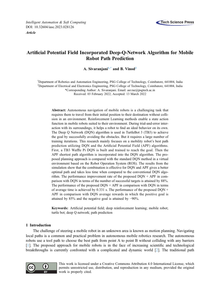 Arti Cial Potential Field Incorporated Deep-Q-Network Algorithm For ...