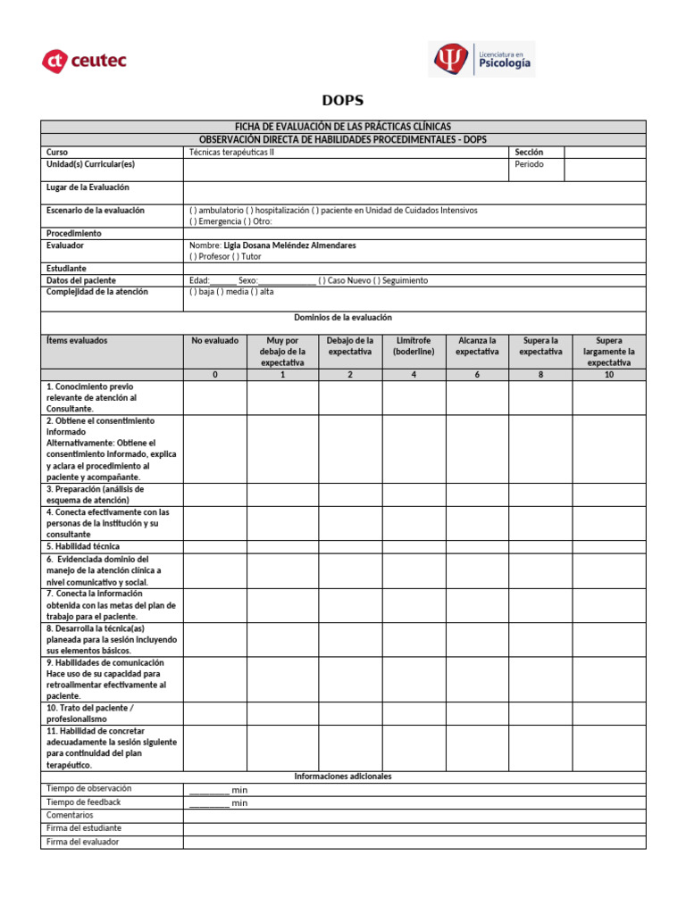 DOPS Técnicas Terapéuticas Q1 2025 | PDF
