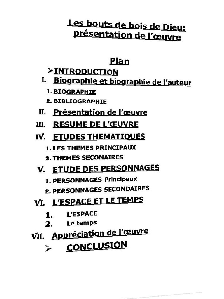 Exposé Du Roman Les Bouts de Bois de Dieu | PDF