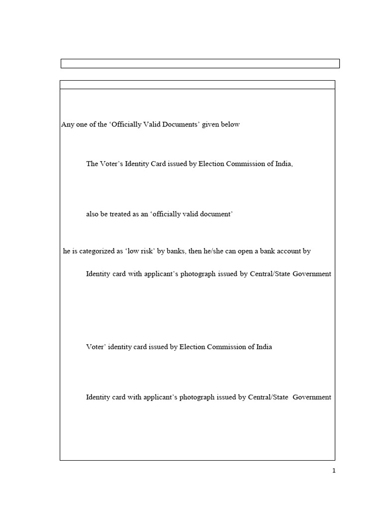 KYC Requirements for Various Customers | PDF | Identity Document ...