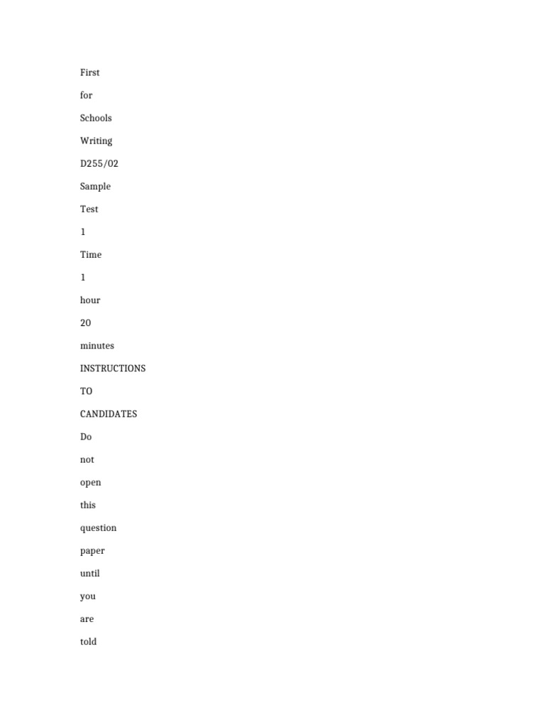 B2 First For Schools Writing 2022 | PDF | Standardized Tests ...