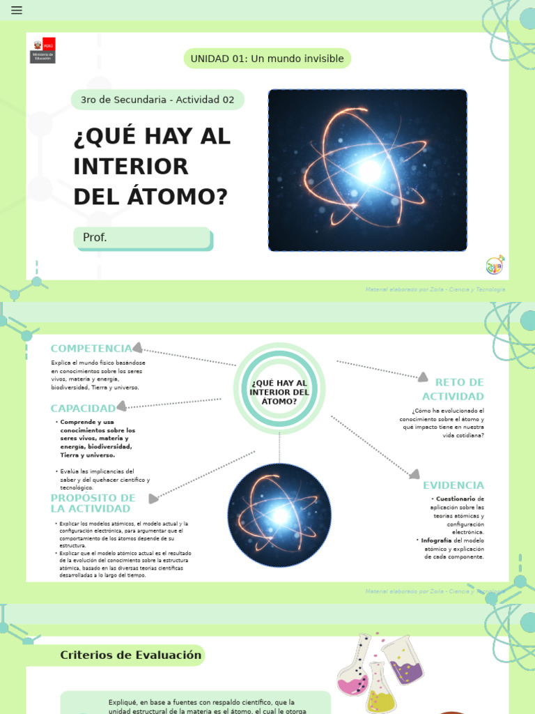 3°sec - Unidad 1 - Actividad 2 (CyT Explica 2025) | PDF | Átomos | Orbital atómico