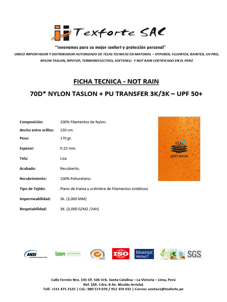 Ficha Tecnica Notrain Nylon PDF | PDF