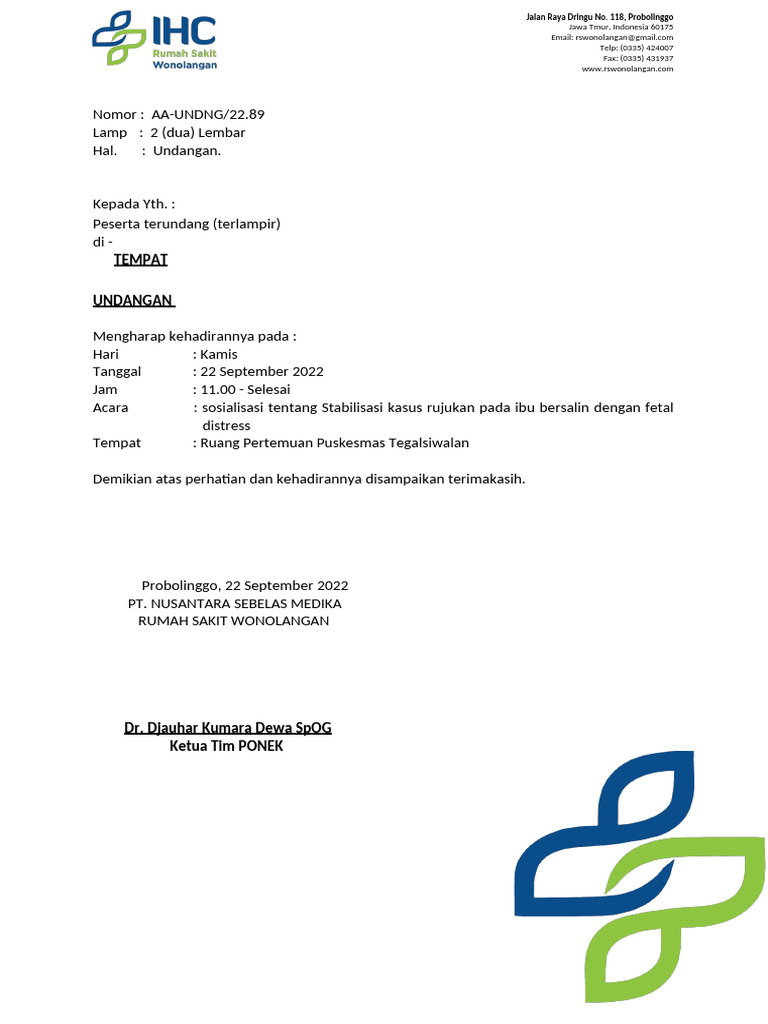 Undangan Dan Daftar Hadir Pembinaan Jejaring | PDF