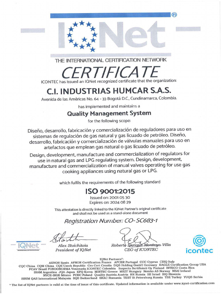 Iso 9001 Iqnet | PDF