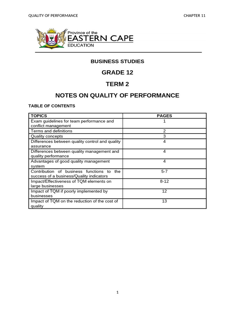 Chapter 8 Quality of Performance | PDF | Quality (Business) | Quality Management
