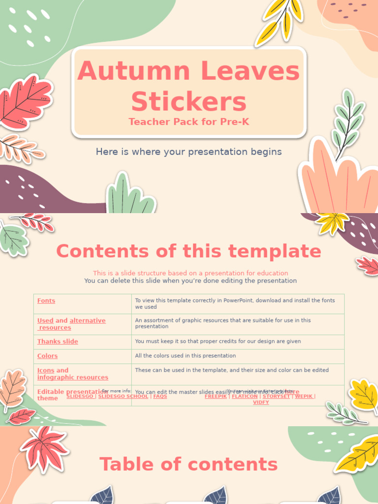 Autumn Leaves Stickers - Teacher Pack For Pre-K by Slidesgo | PDF ...