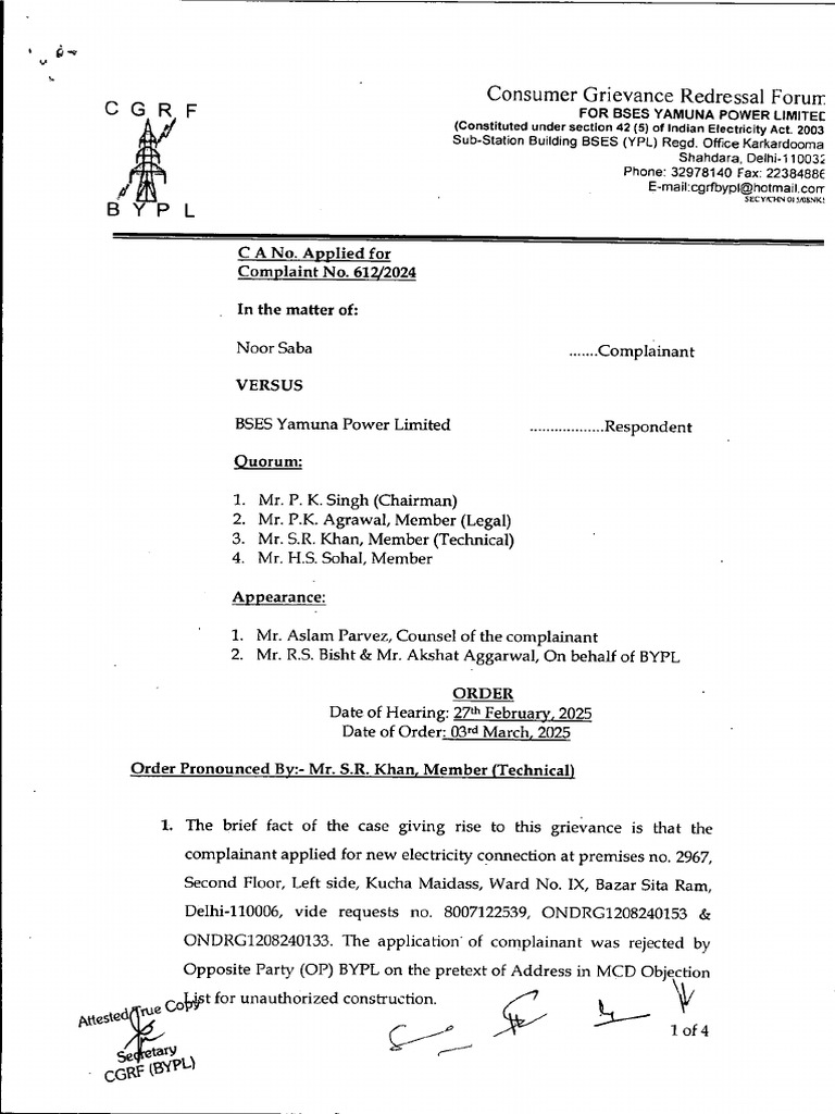Final Order of Noor Saba 03.03.2025 MCD Booking | PDF
