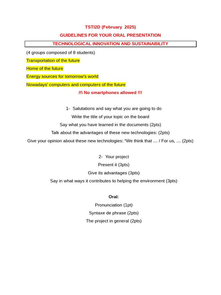 Tsti2d Etlv Oral Presentation Technological Innovation | PDF