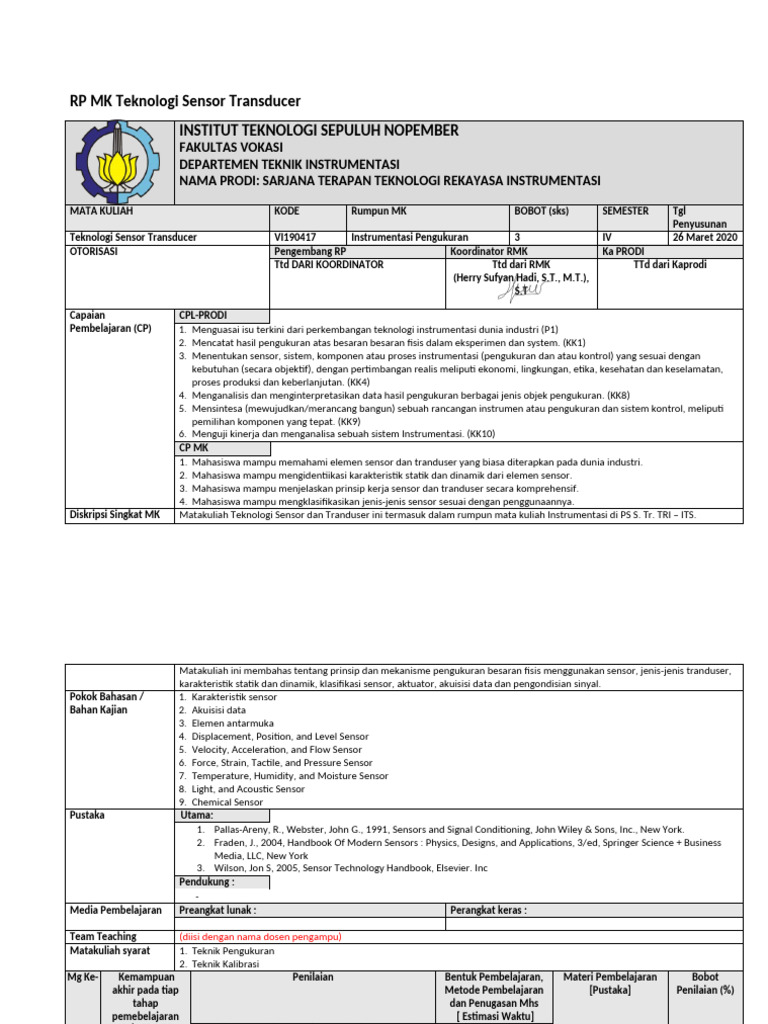 RPS Teknologi Sensor Transduser S. Tr. TRI ITS - NEW | PDF