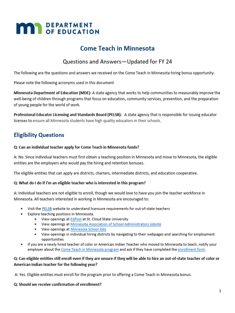 Question and Answer Document FY 2024 25 | PDF | Teachers | Layoff