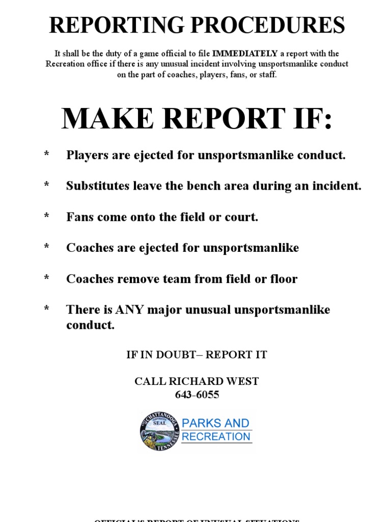 Officials Unusual Incident Report | PDF