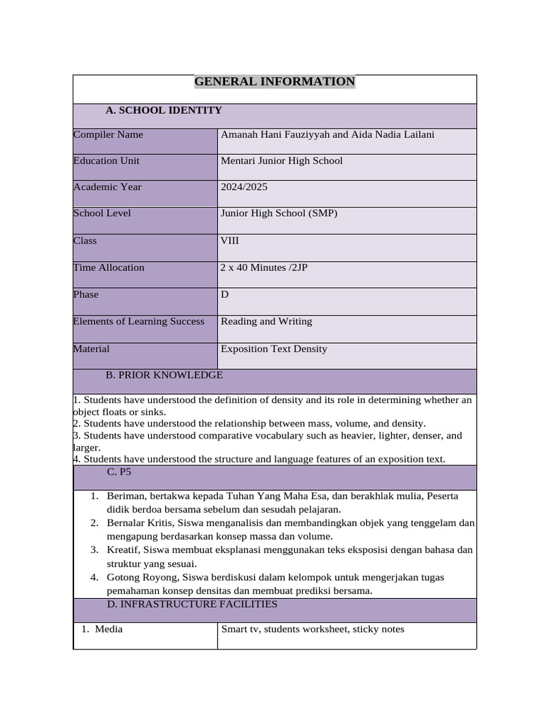 Density lesson plan (Repaired) | PDF | Density | Educational Assessment