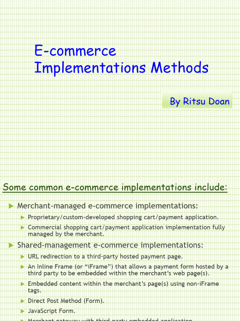 E-commerce Implementation Methods Guide | PDF | Java Script | Internet
