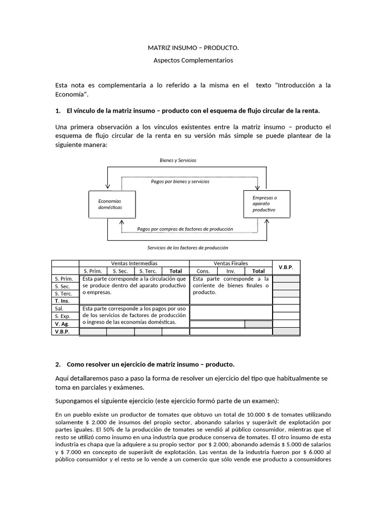 Tutorial Matriz Insumo Producto | PDF | Valor añadido | Factores de producción
