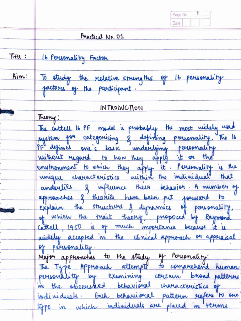 IGNOU MAPC Practical 16PF | PDF