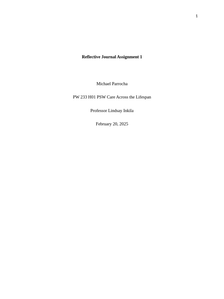 Reflective Journal Assignment 1 | PDF | Psychological Resilience ...
