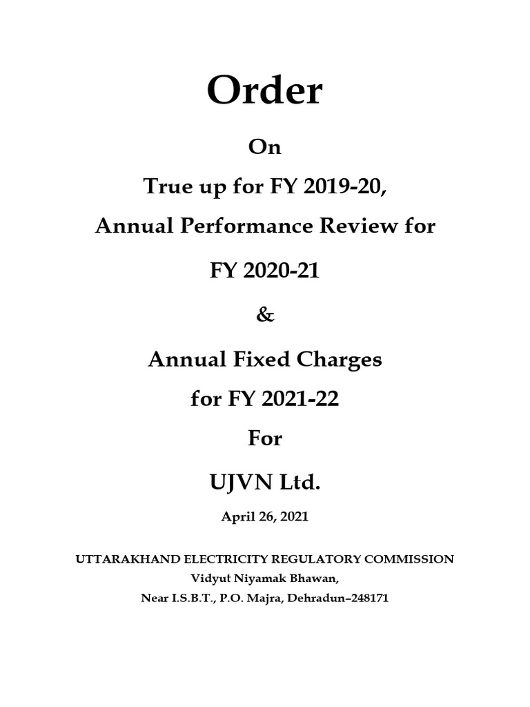 Tariff Order | PDF | Expense | Financial Accounting