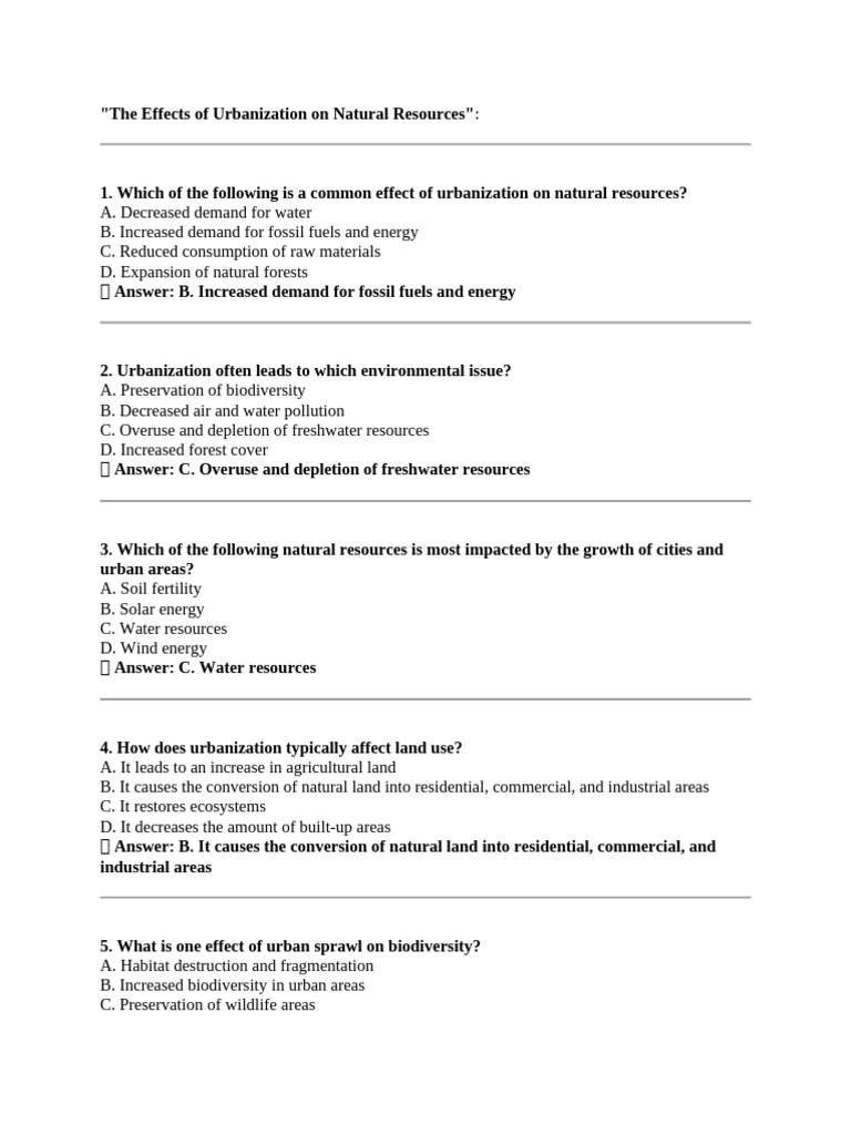 The Effects of Urbanization On Natural Resources | PDF