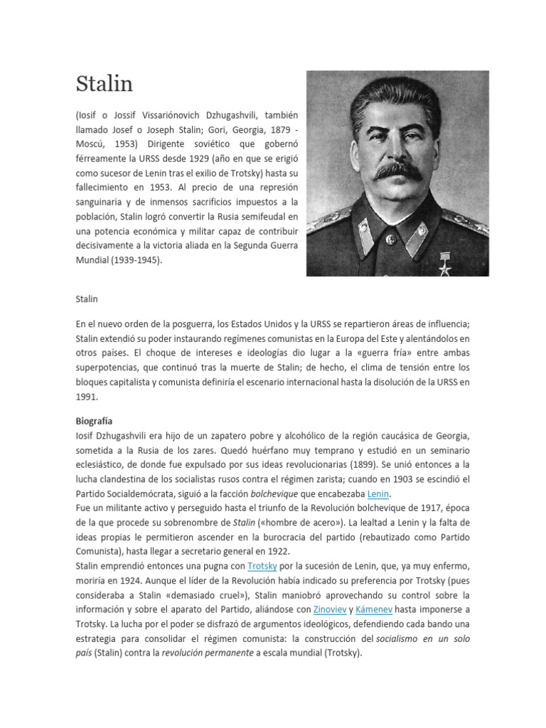 BiOgrafia de Estalin | PDF | Joseph Stalin | Unión Soviética