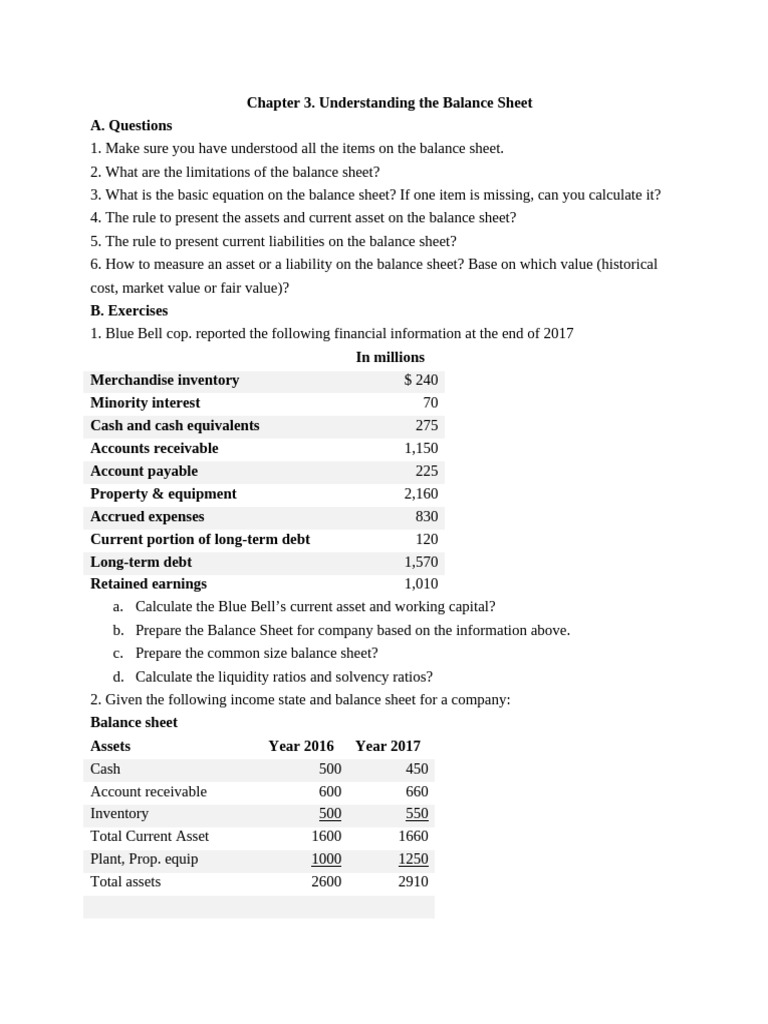 Exercises Chapter 3 | PDF | Balance Sheet | Equity (Finance)