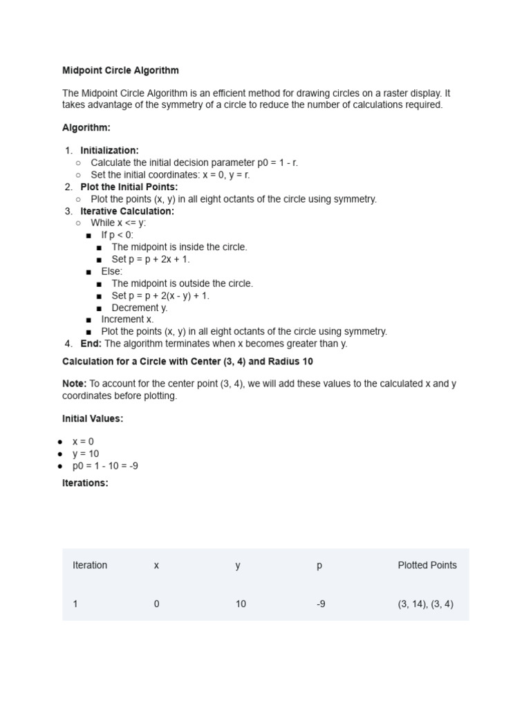 Explain Midpoint Circie Algorithm Calculate All T... | PDF | Theoretical Computer Science ...
