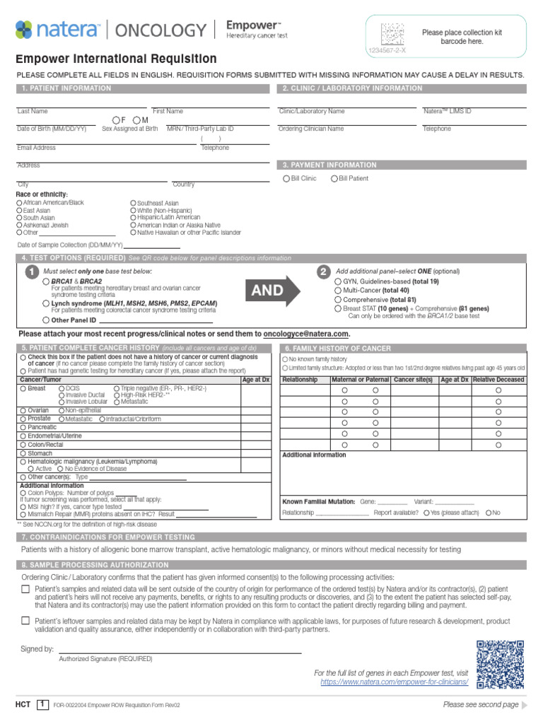 Empower ROW Requisition Form FOR-0022004 | PDF | Cancer | Colorectal Cancer