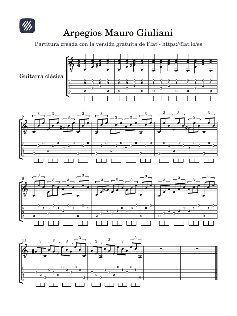 Arpegios Mauro Giuliani Tab | PDF