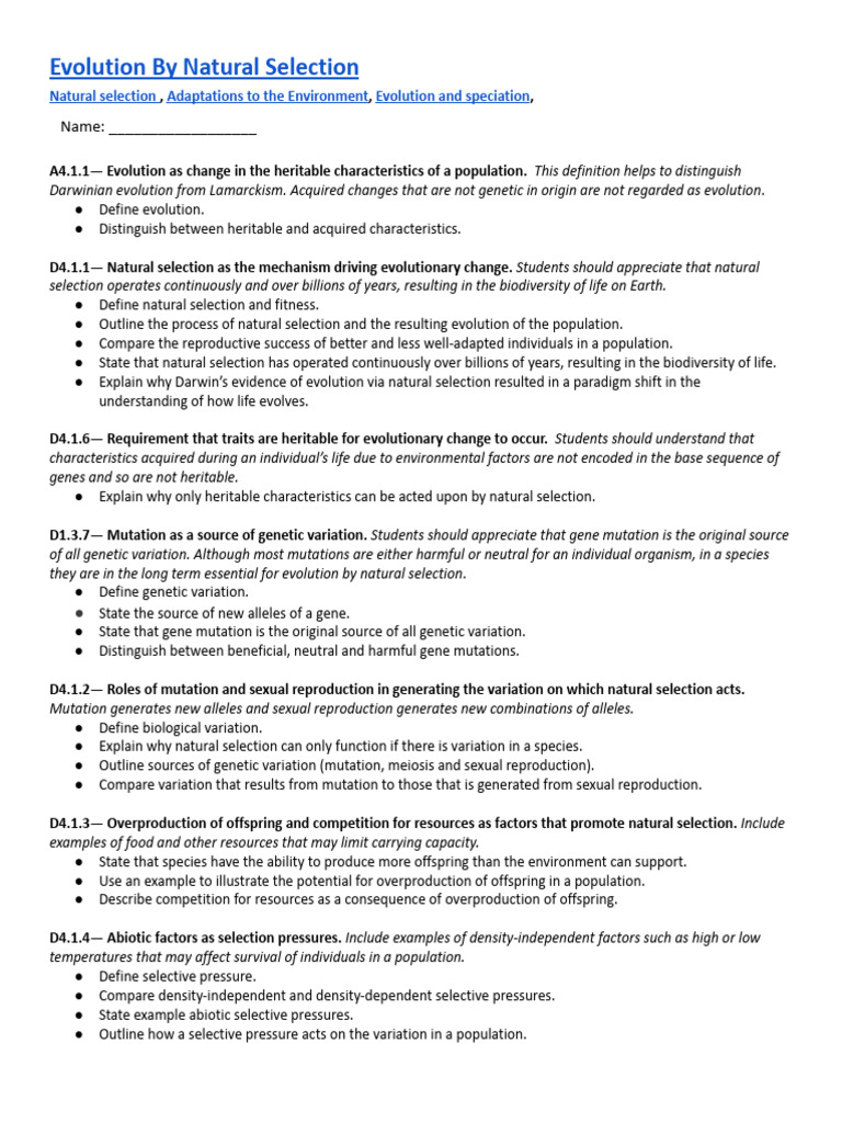 Evolution by Natural Selection | PDF | Natural Selection | Evolution