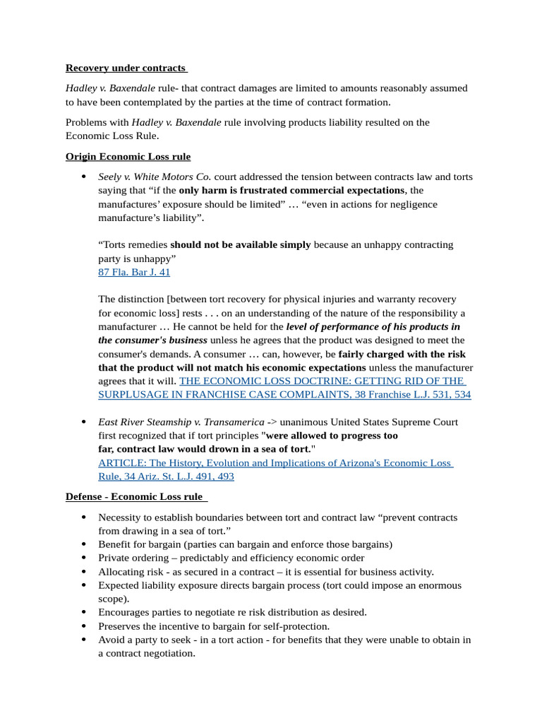 Understanding the Economic Loss Rule | PDF | Tort | Negligence