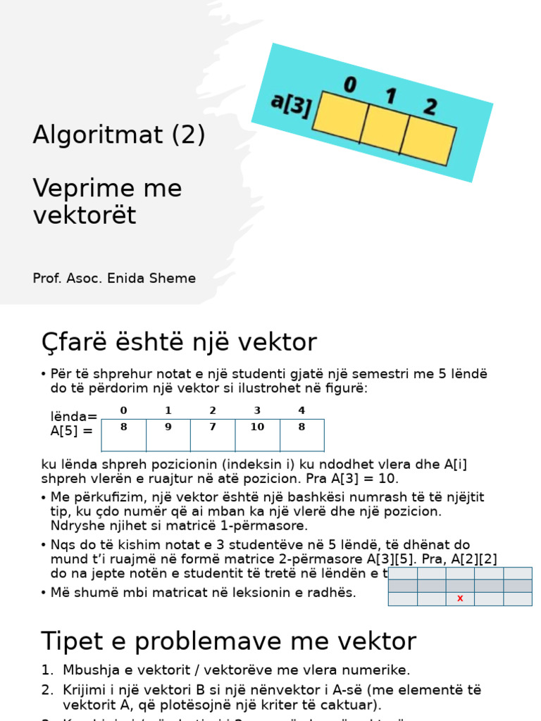 Leksion 4. Algoritmat 2 Vektoret | PDF