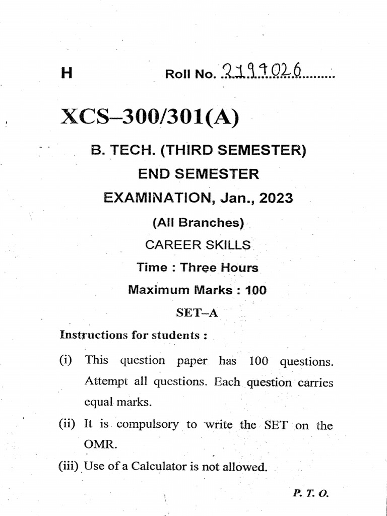 Xcs300 Endsem 2023 SetA | PDF