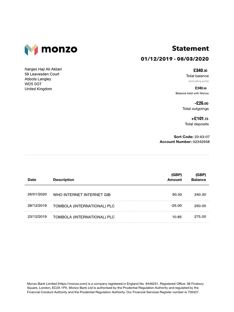 496826535-Monzo-Bank-Statement-2020-03-08-117259 | PDF
