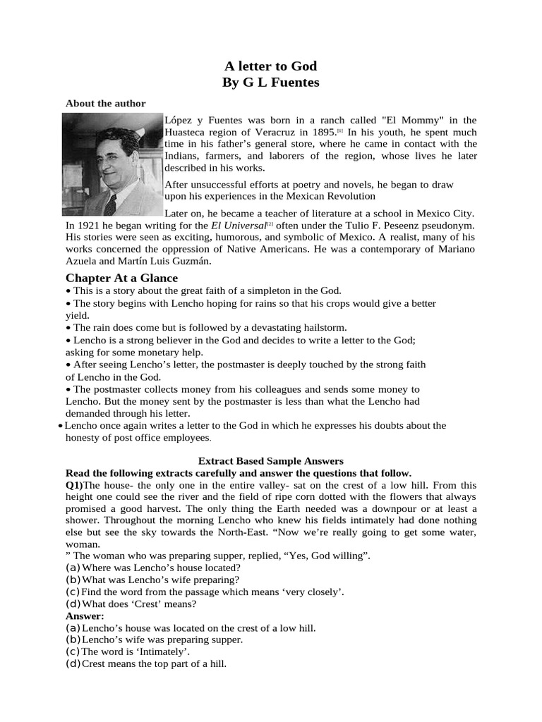 A Letter To God - Handout | PDF | Gratitude | Faith