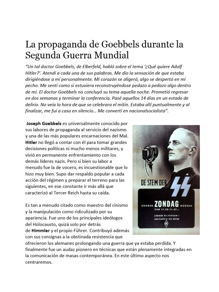 Propaganda de Goebbels en la WWII | PDF | Joseph Goebbels | Alemania nazi