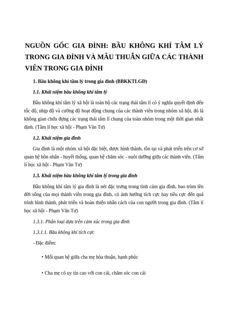 Nguồn Gốc Gia Đình: Bầu Không Khí Tâm Lý Trong Gia Đình Và Mâu Thuẫn ...