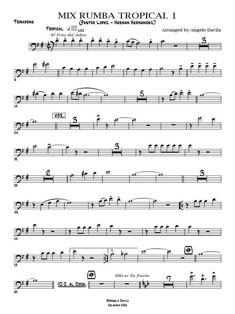 MIX RUMBA TROPICAL 1 - Trombone | PDF
