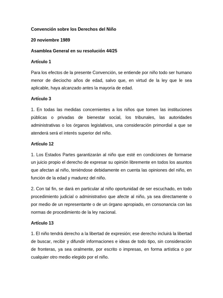 Convención Sobre Los Derechos Del Niño | PDF