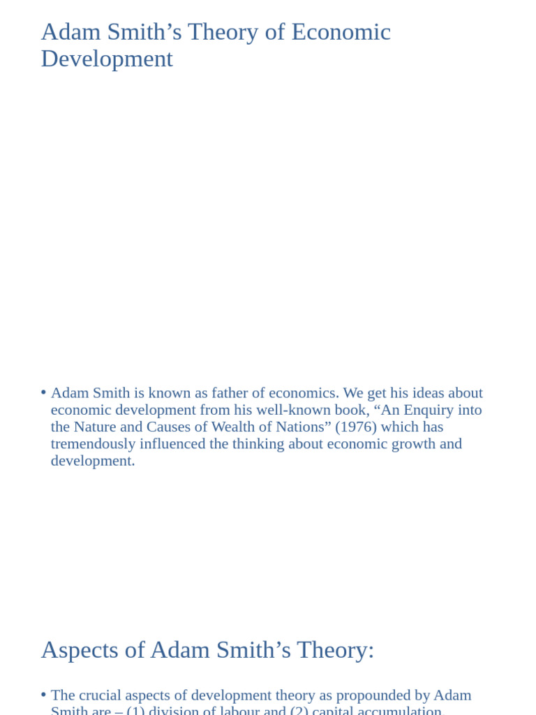 Adam Smith's Theory of Economic Development | PDF | Capital (Economics ...
