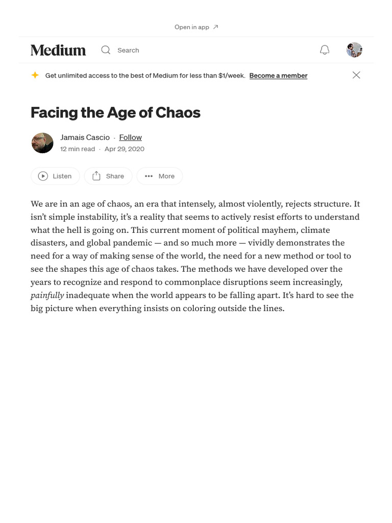 CASCIO, J. Facing The Age of Chaos | PDF | Climate Change | Artificial ...