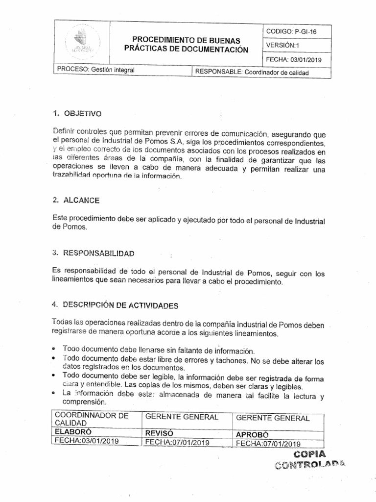 Procedimiento de Buenas Prácticas de Documentación | PDF