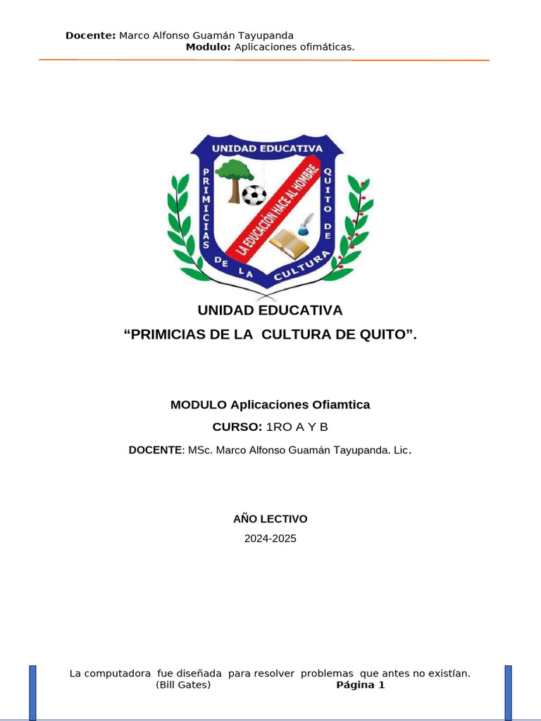1RO a Y B Ofimatica Excel MODULO 2024-2025 | PDF | Macro (informática) | Microsoft Excel