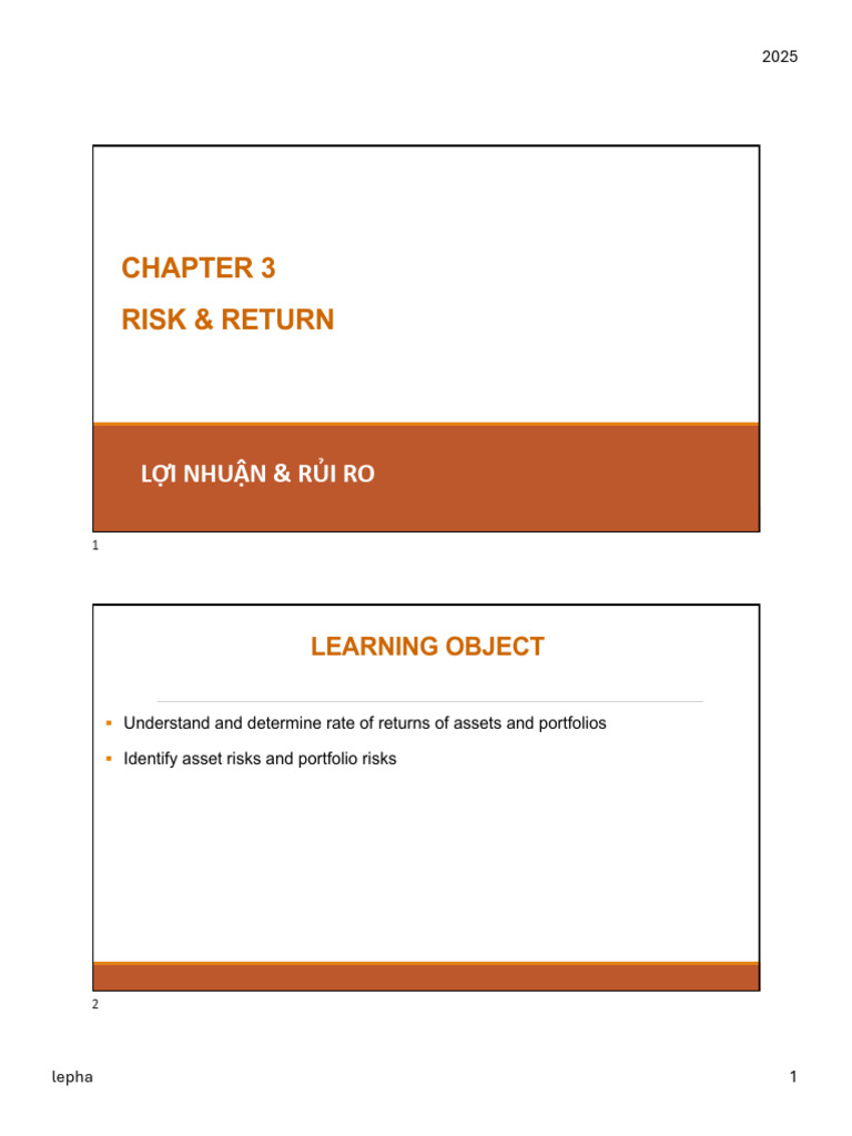 Chapter 3_Risk and Return_Lesson | PDF | Financial Risk | Capital Asset Pricing Model