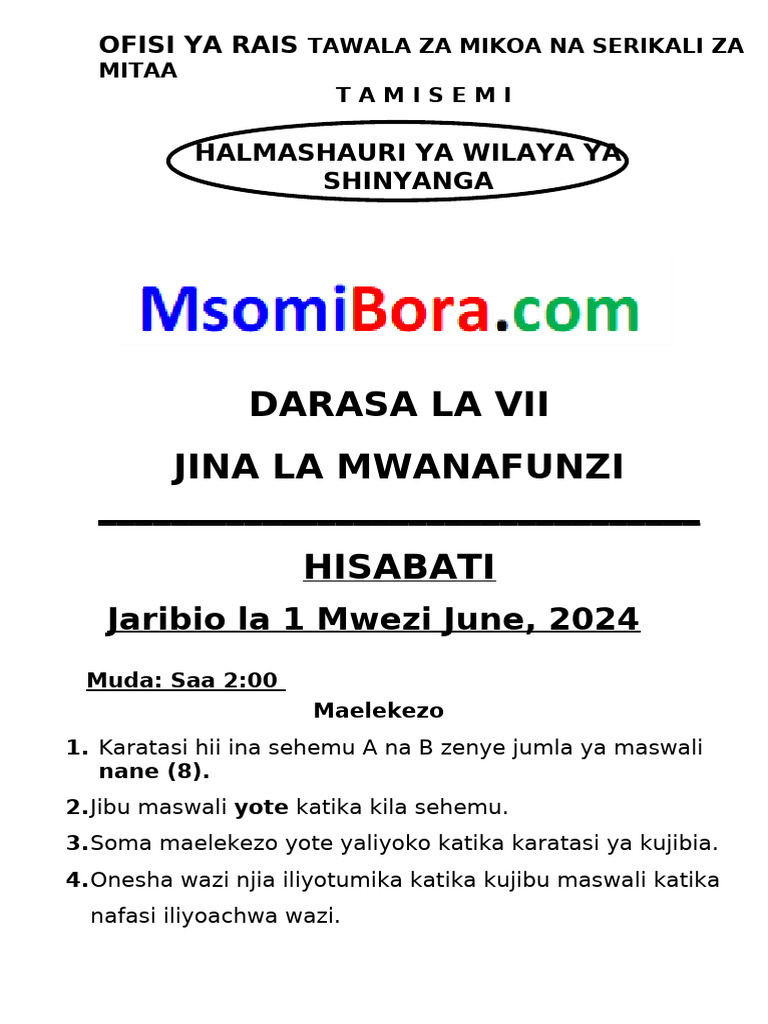 Hisabati STD Vii | PDF