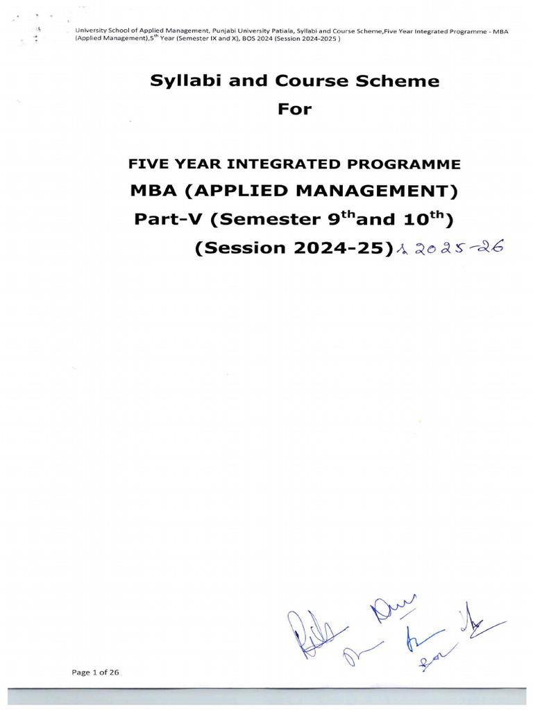 MBA (AM) FYIP Part V (Sem IX & X) 2024-25 & 2025-26 | PDF