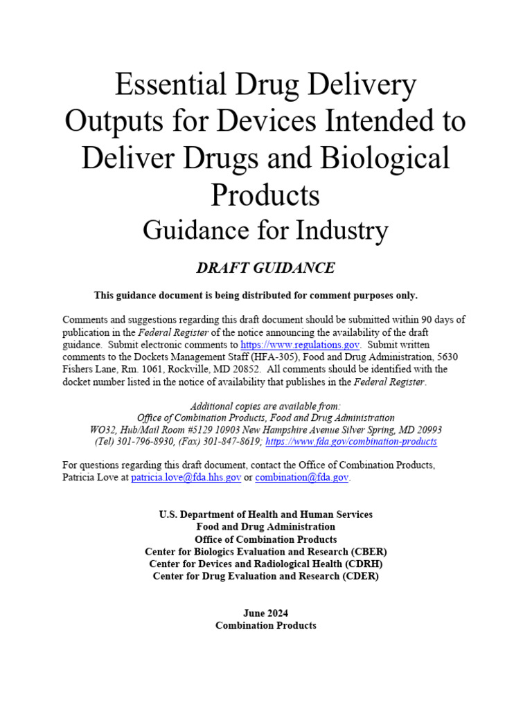 Essential Drug Delivery Outputs For Devices Intended To Deliver Drugs ...