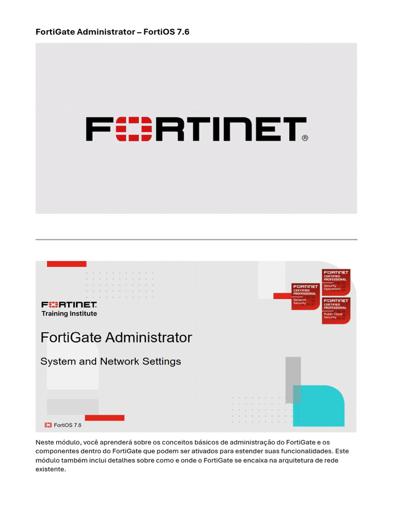 FortiGate Administrator - 7.6 - Lesson 01. System and Network Settings ...