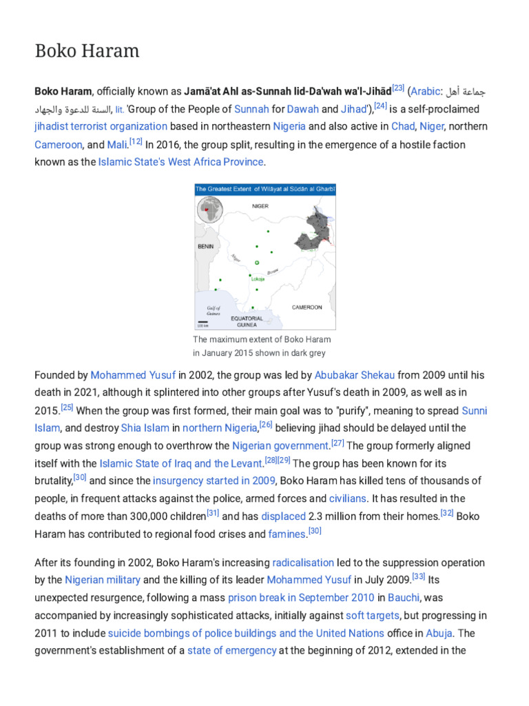 Boko Haram - Wikipedia | PDF | Boko Haram | World Politics