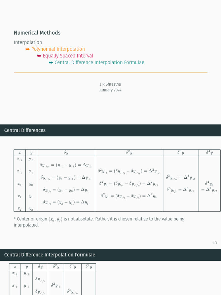 4.3 CentralDifference Presentation | PDF | Interpolation | Mathematics